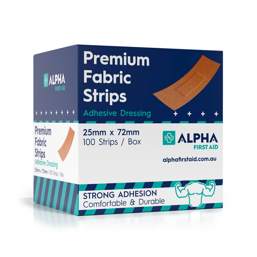 Alpha First Aid Premium Fabric Strips (100) 25mm X 72mm - Alpha Sport