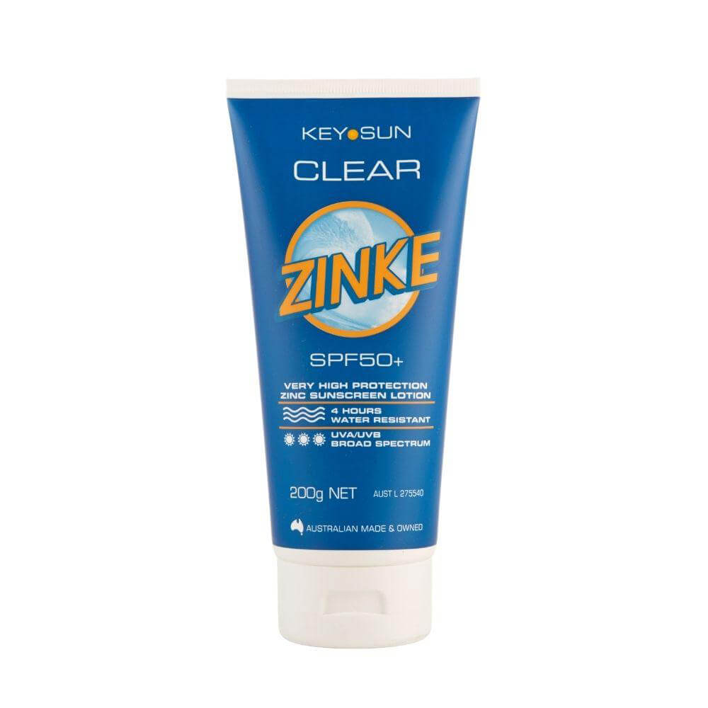 Key Sun Clear Zinke - 50+ 4hr Water Resistant 200g Tube - Alpha Sport