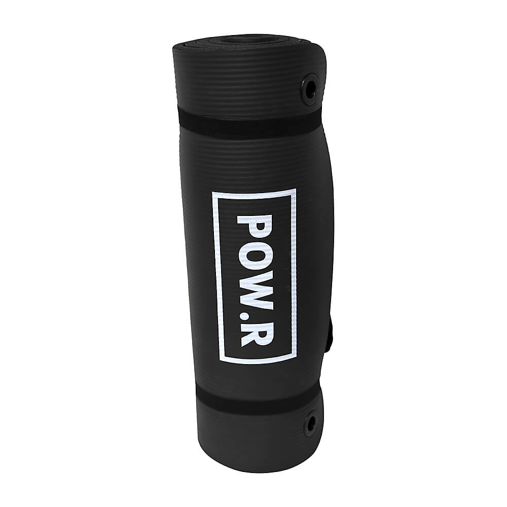 POW.R Exercise Mat - Black 18cm x 60cm x 1.5cm with Eyelets - Alpha Sport